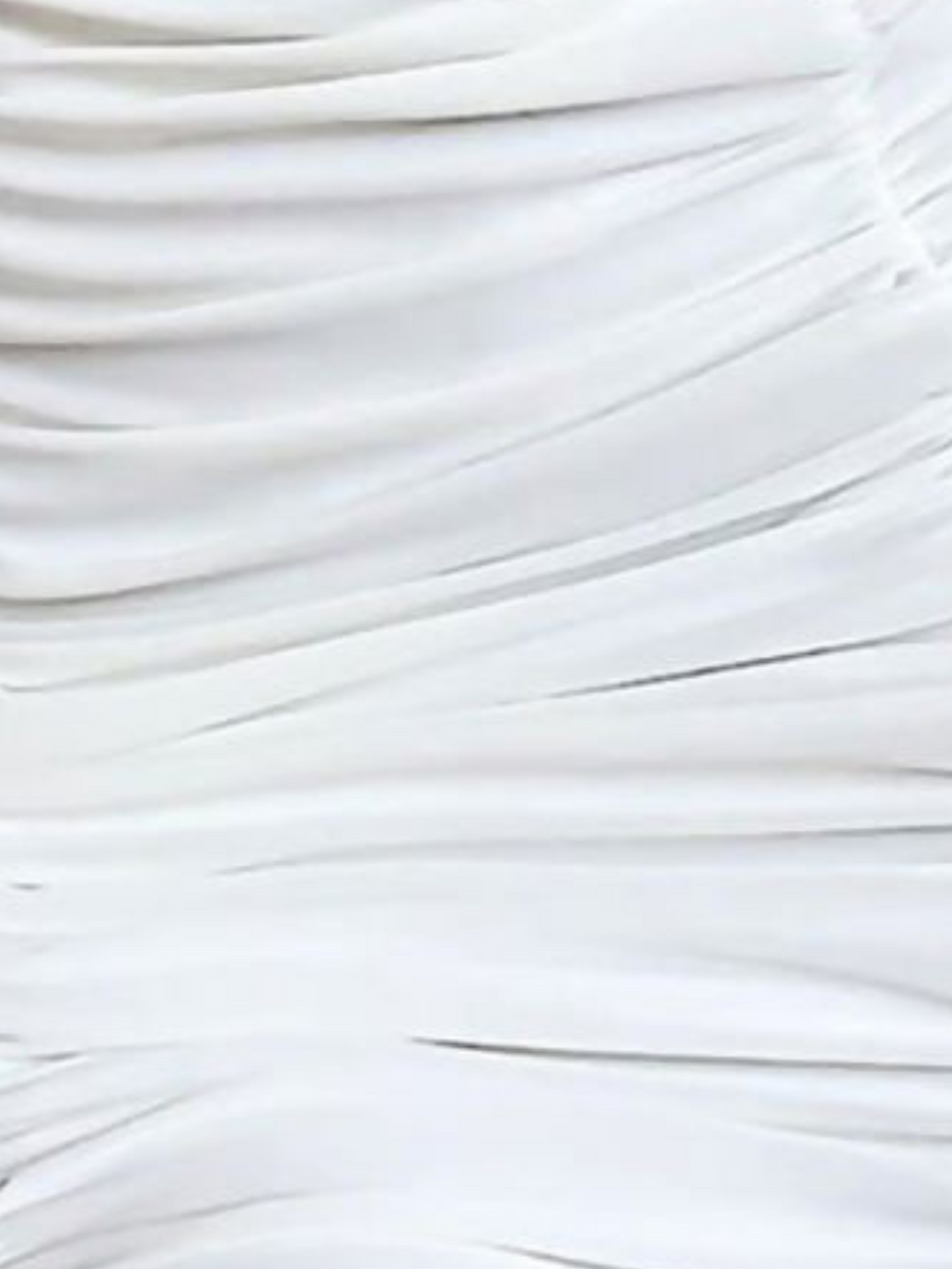 White Slinky Ruched Midi Dress – 4EVER STUNNING